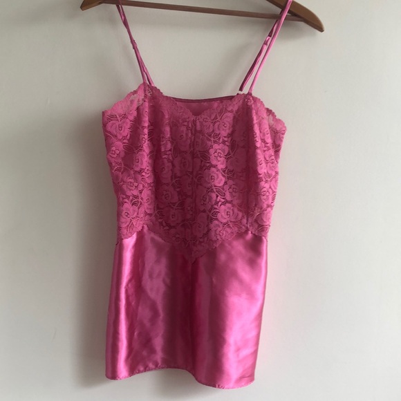 Tops | Vintage Hot Pink Lace Cami | Poshmark